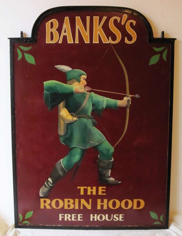 English Pub Sign - The Robin Hood (Banks's - Free House) at 1stDibs