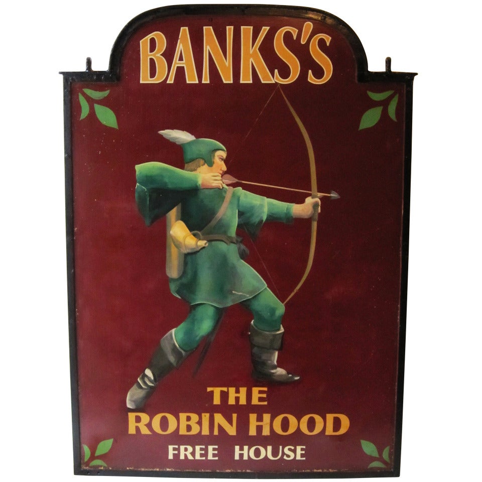 English Pub Sign - The Robin Hood (Banks's - Free House) at 1stDibs