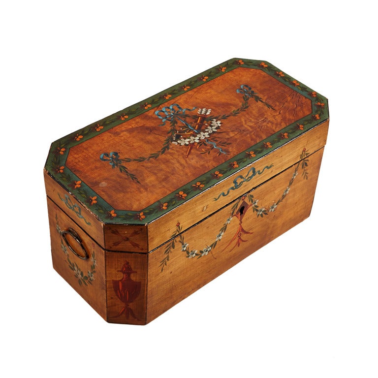 Polychrome Painted Te Caddie For Sale at 1stDibs