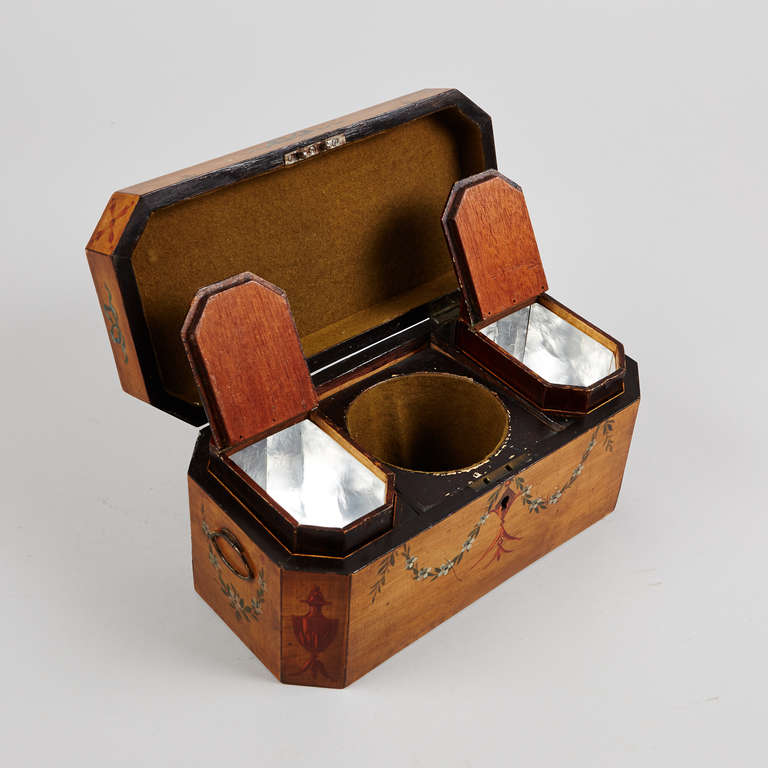 Polychrome Painted Te Caddie For Sale at 1stDibs