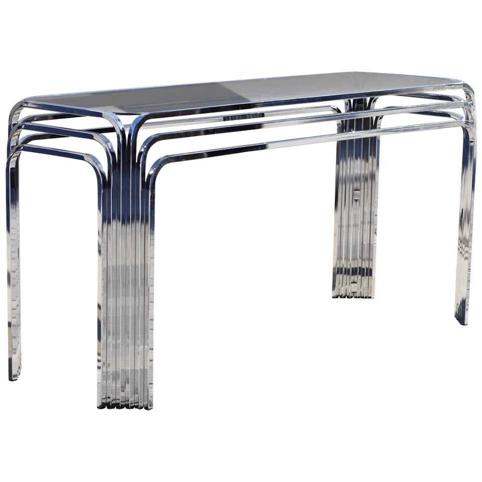 Milo Baughman Chrome Console at 1stDibs