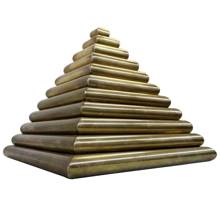 Sculptural Brass Pyramid Box at 1stDibs