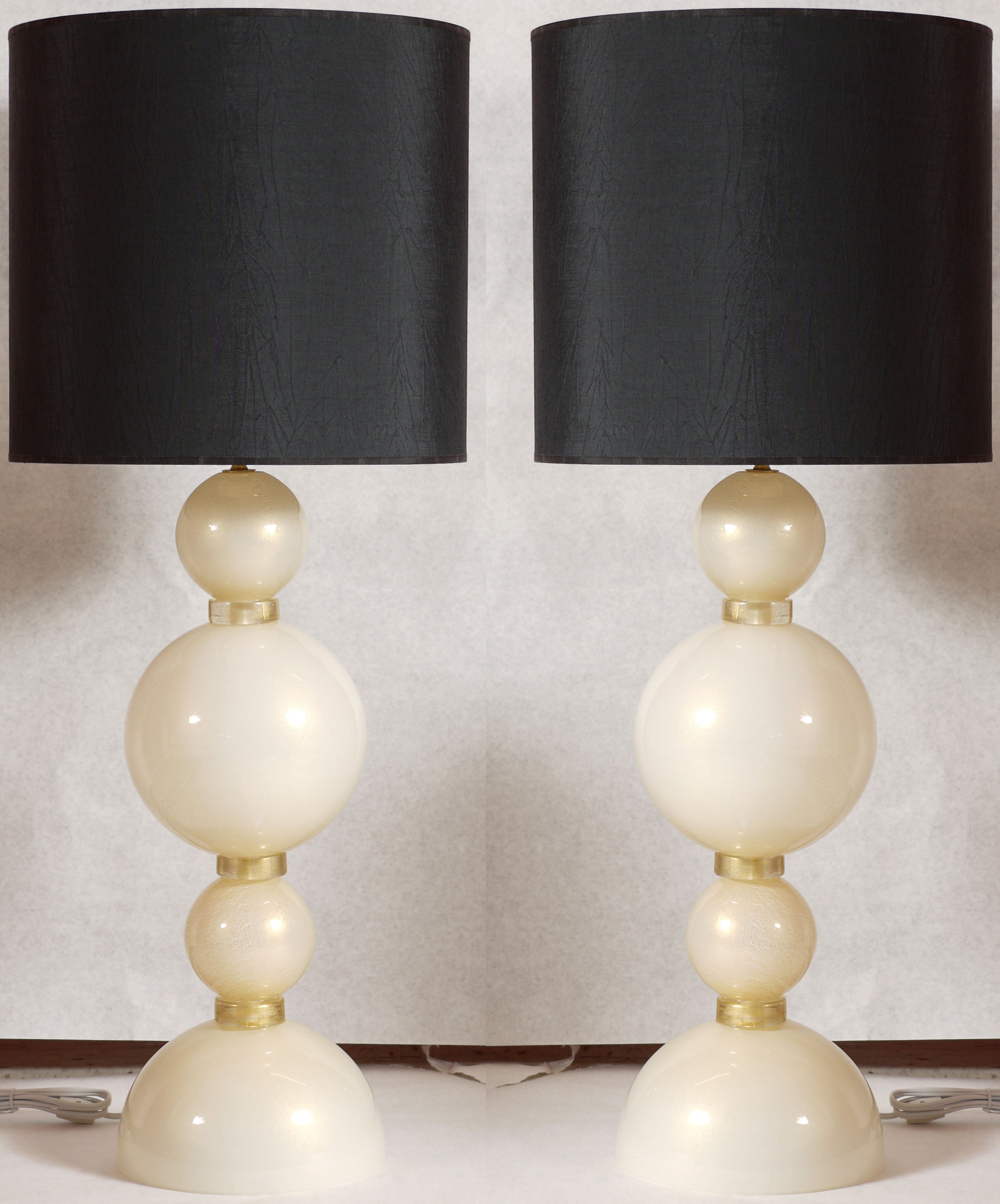 Large Pair of Stacked Sphere Murano Lamps at 1stDibs