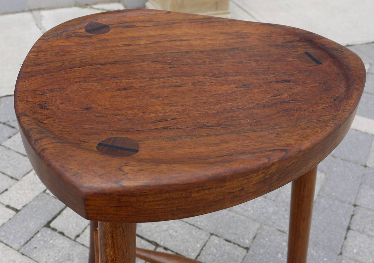 Set of Four Walnut Studio Modern Counter-Height Stools at 1stDibs