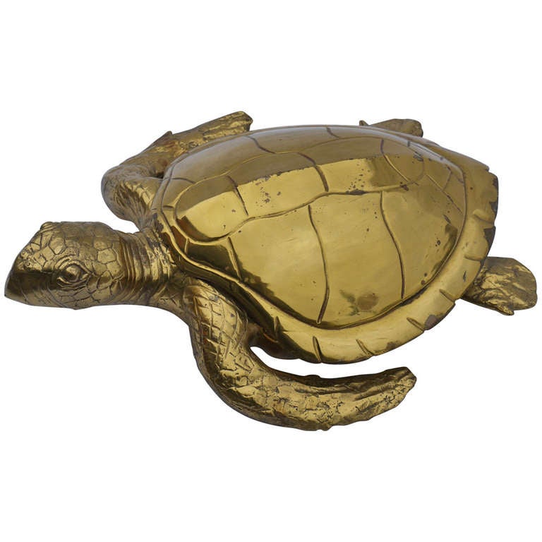 Large Glam Brass Turtle Box at 1stDibs