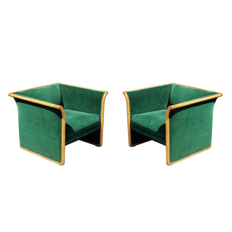 Pair of Ward Bennett Cube Chairs in Mohair at 1stDibs