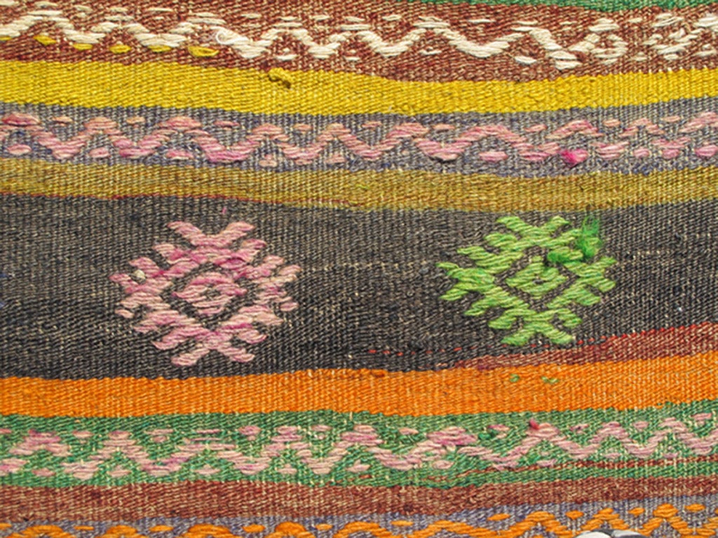Vintage Turkish Kilim Rug with Colorful Stripe and Diamond Motif ...