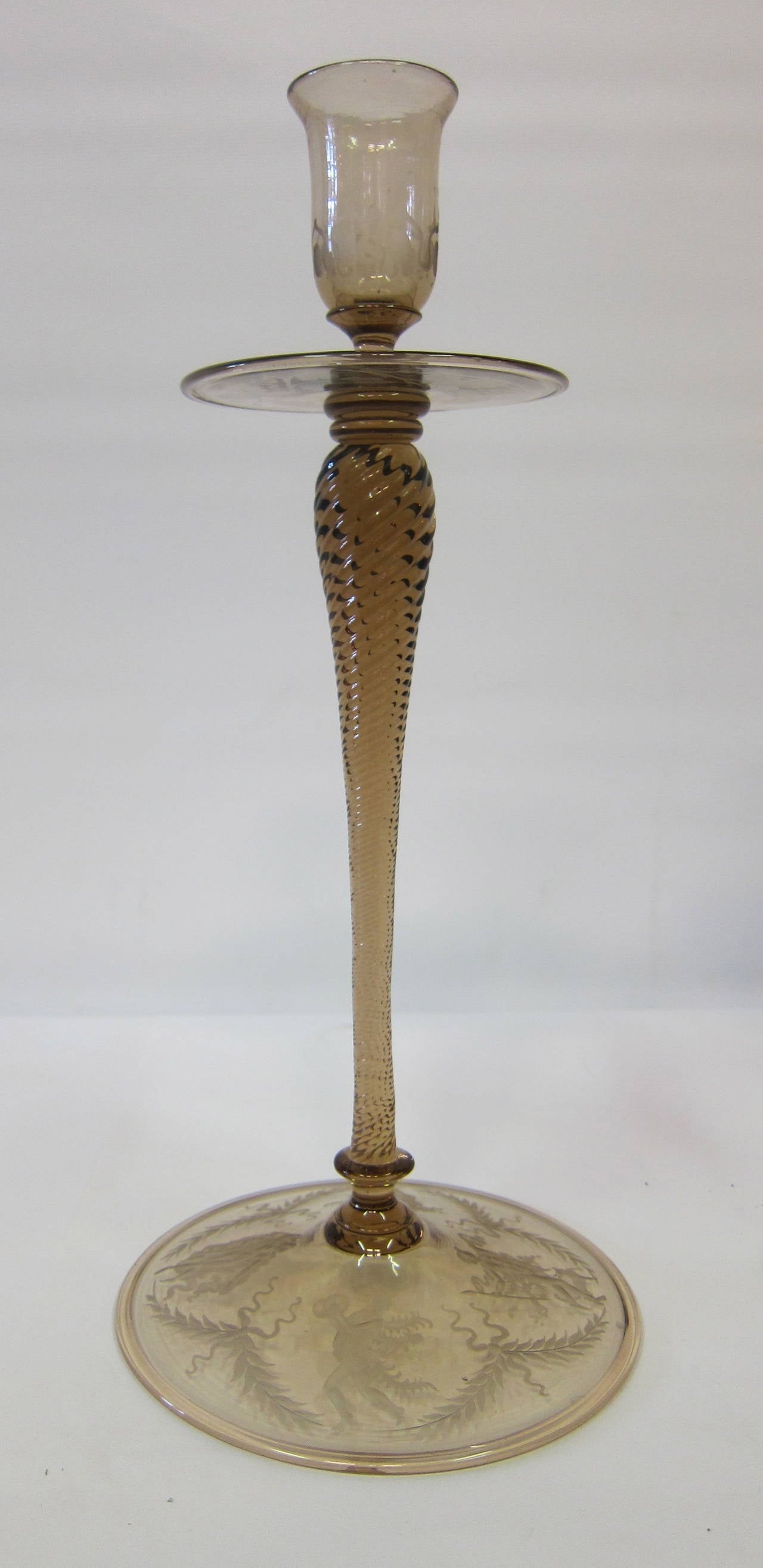 Steuben Etched Candlesticks For Sale at 1stDibs