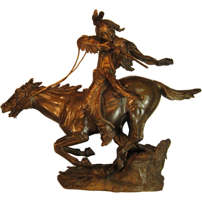 Indian on Horseback, Bronze by C. Kauba at 1stDibs
