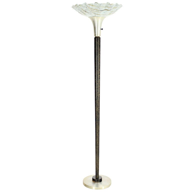 Cerused Oak Floor Lamp with Matelasse Carving For Sale at 1stDibs