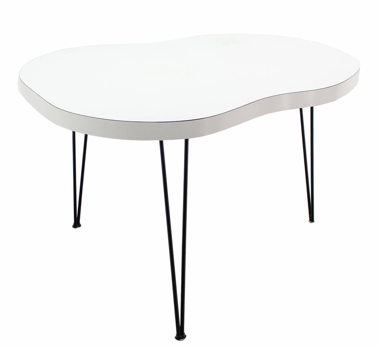 Organic Guitar Shape Dining Table on Three Hairpin Legs at 1stDibs