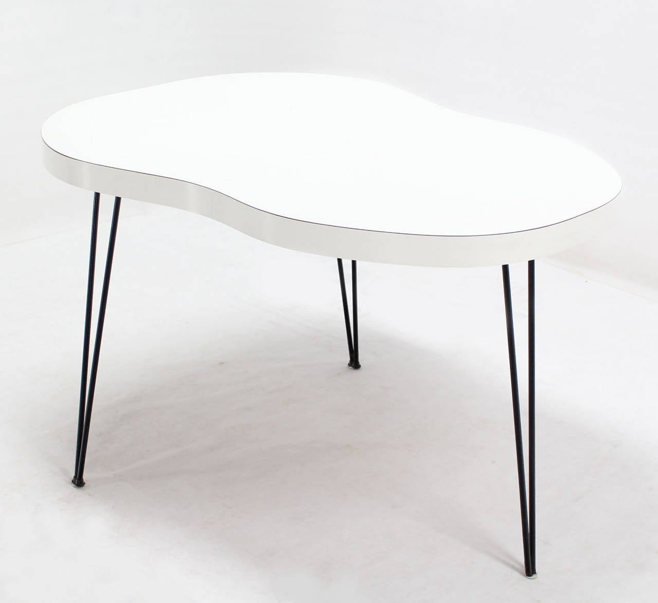 Organic Guitar Shape Dining Table on Three Hairpin Legs at 1stDibs