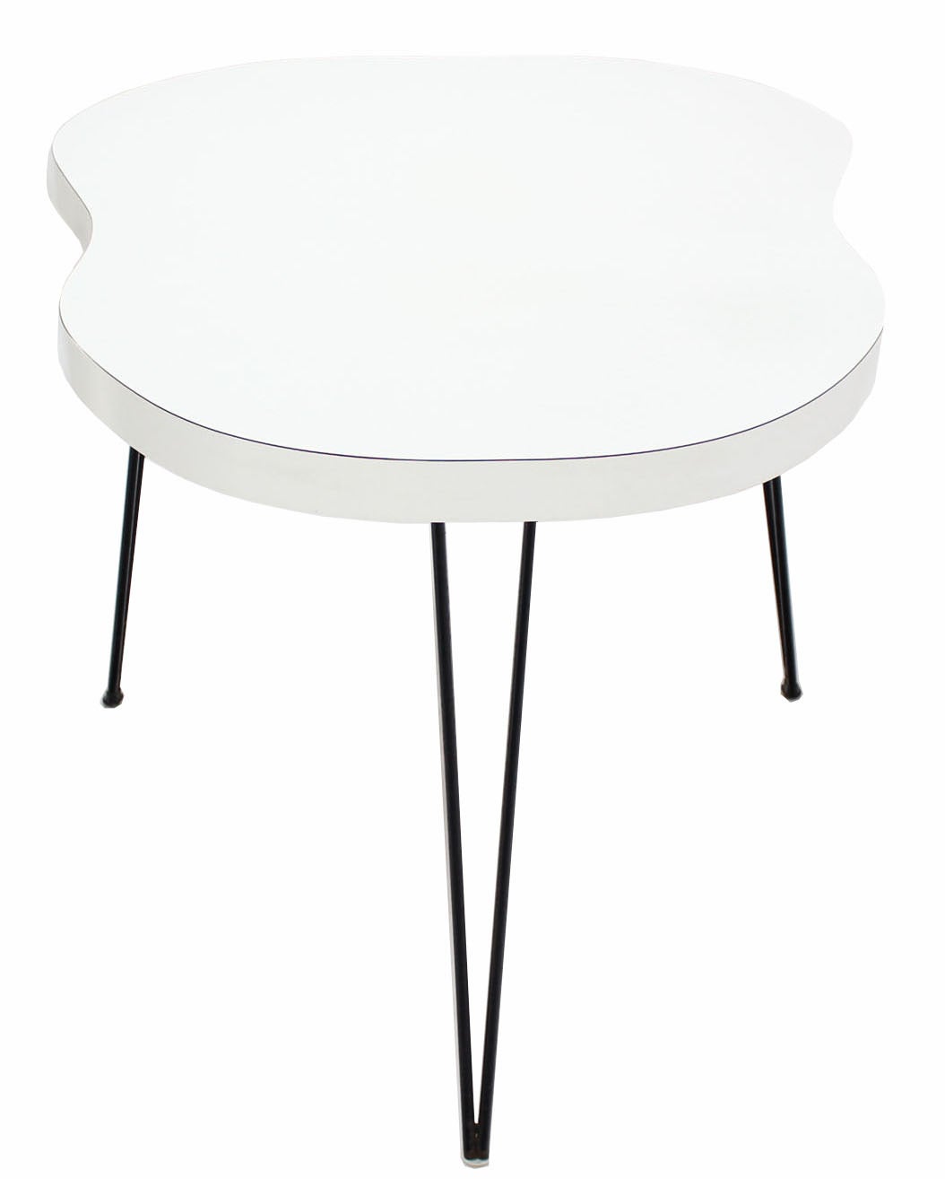 Organic Guitar Shape Dining Table on Three Hairpin Legs at 1stDibs