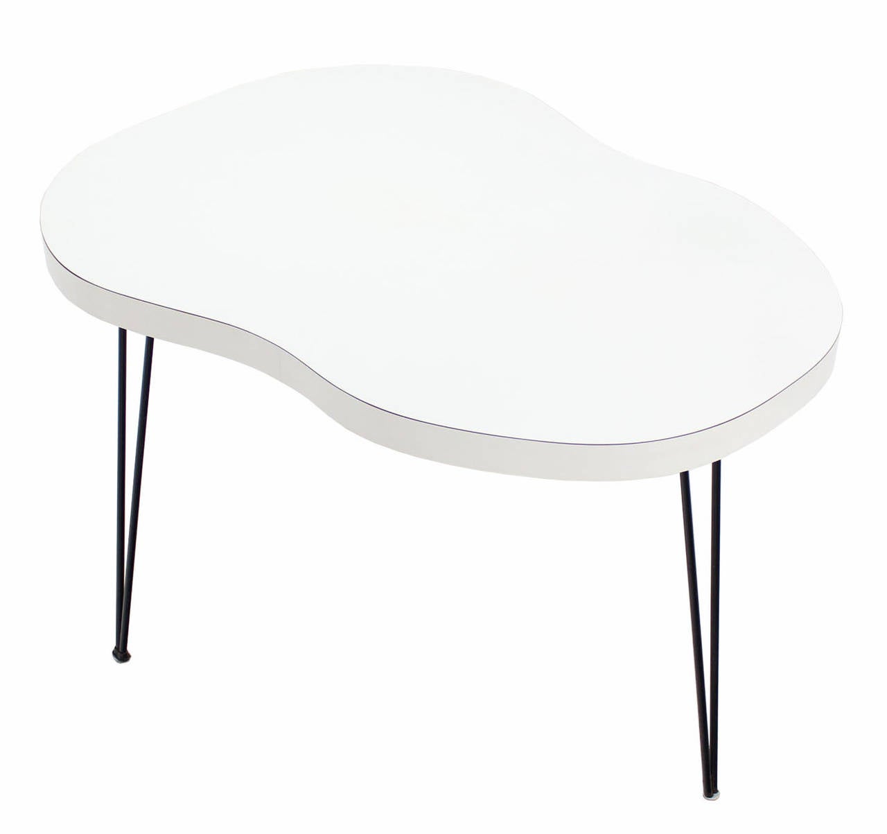 Organic Guitar Shape Dining Table on Three Hairpin Legs at 1stDibs