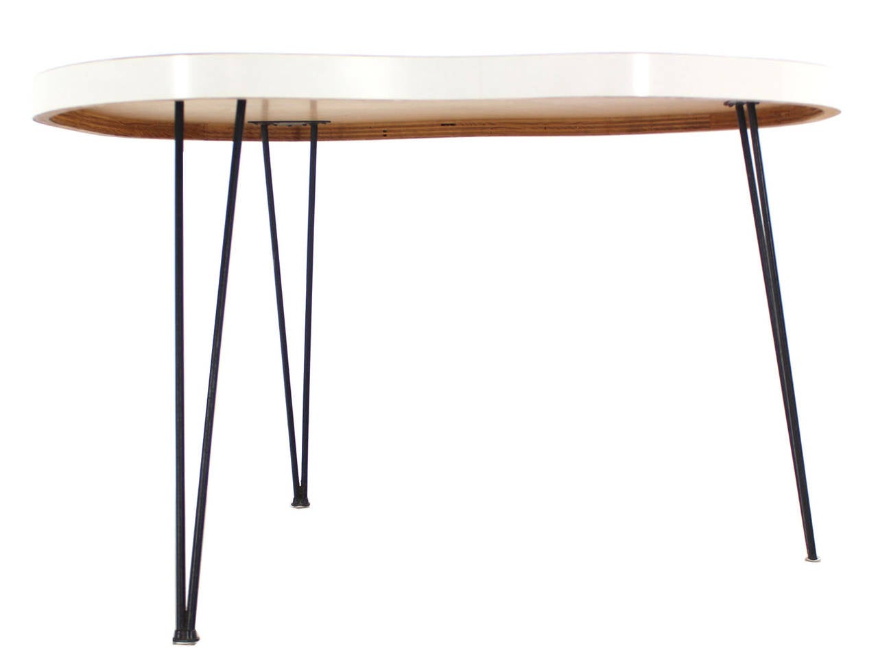 Organic Guitar Shape Dining Table on Three Hairpin Legs at 1stDibs