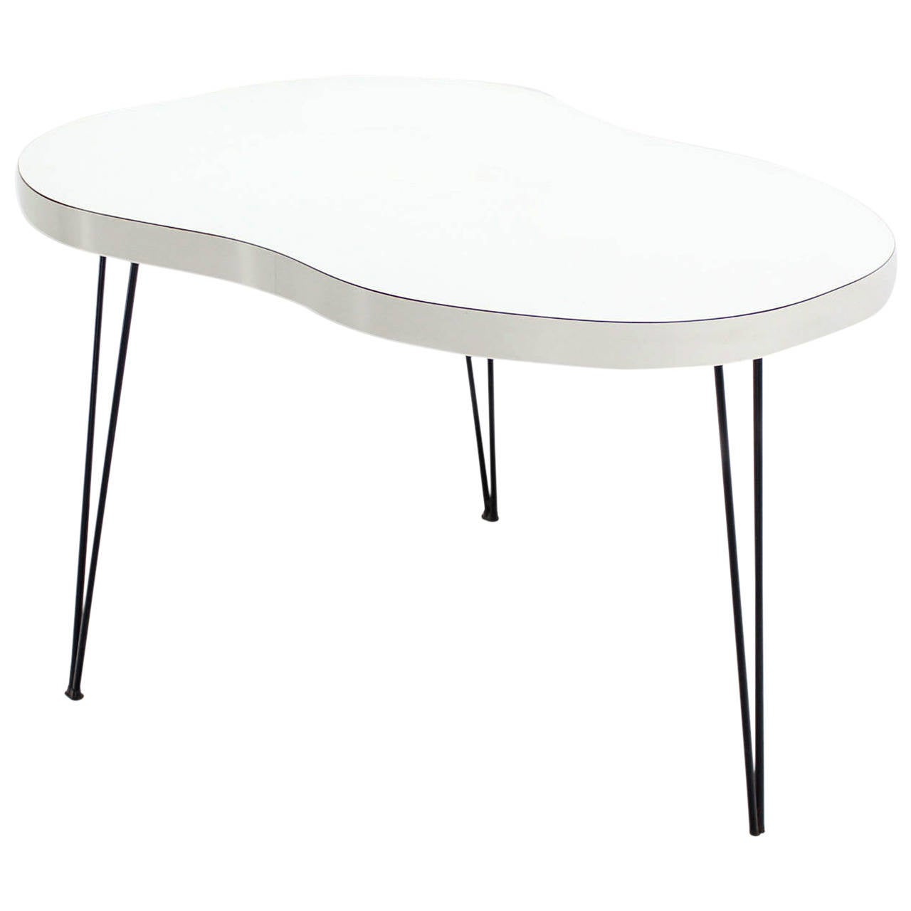 Organic Guitar Shape Dining Table on Three Hairpin Legs at 1stDibs