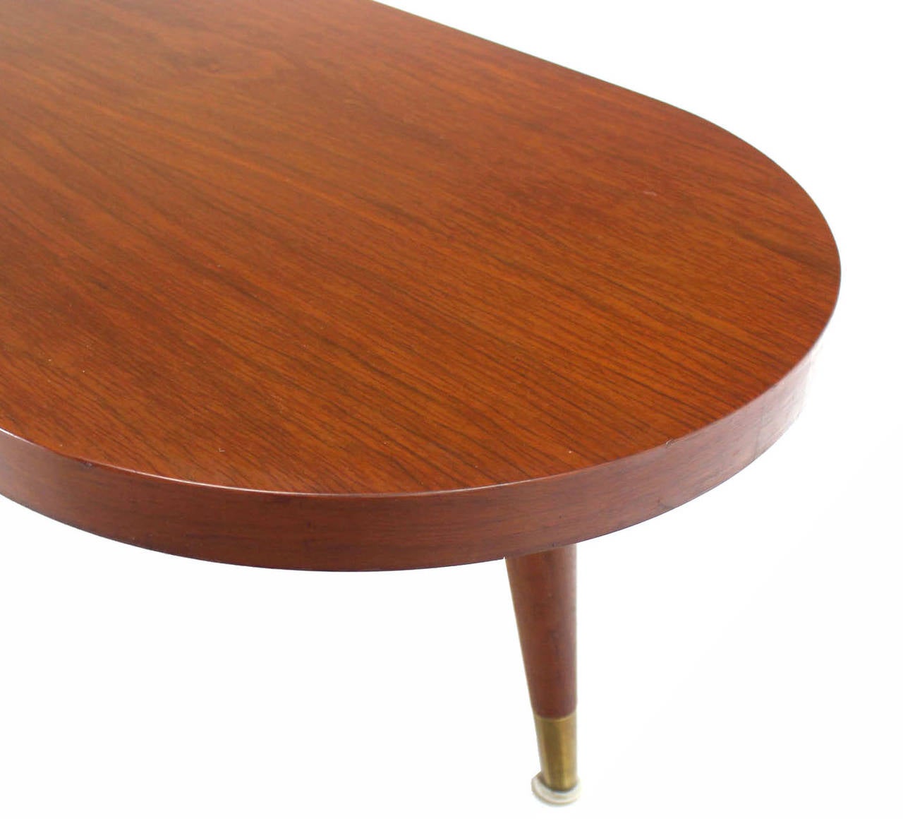 Mid Century Modern Walnut Organic Kidney Shape Coffee Table Round Glass ...