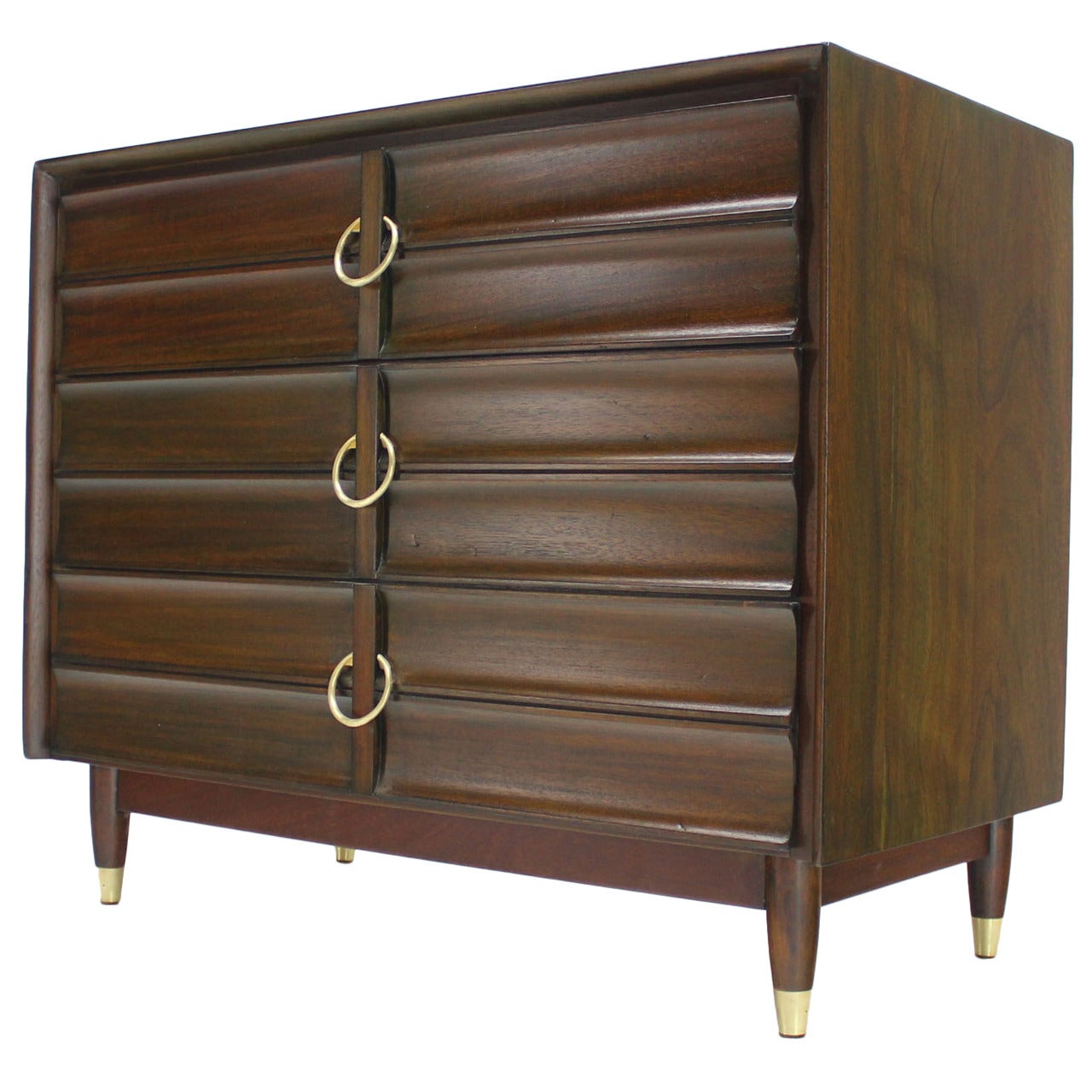 Mid-Century Modern Decorative Walnut Bachelor High Chest Dresser at 1stDibs