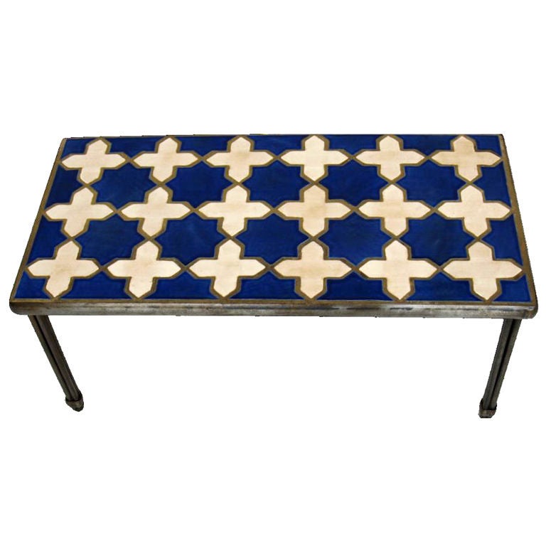 Steel Frame Decorative Tiles Coffee Table at 1stDibs