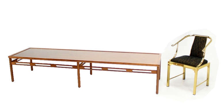 Oversized Long Rectangular Walnut Coffee Display Platform Center Table ...
