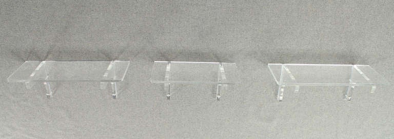 Set of Three Custom Mid-Century Modern Lucite Hanging Shelves at ...