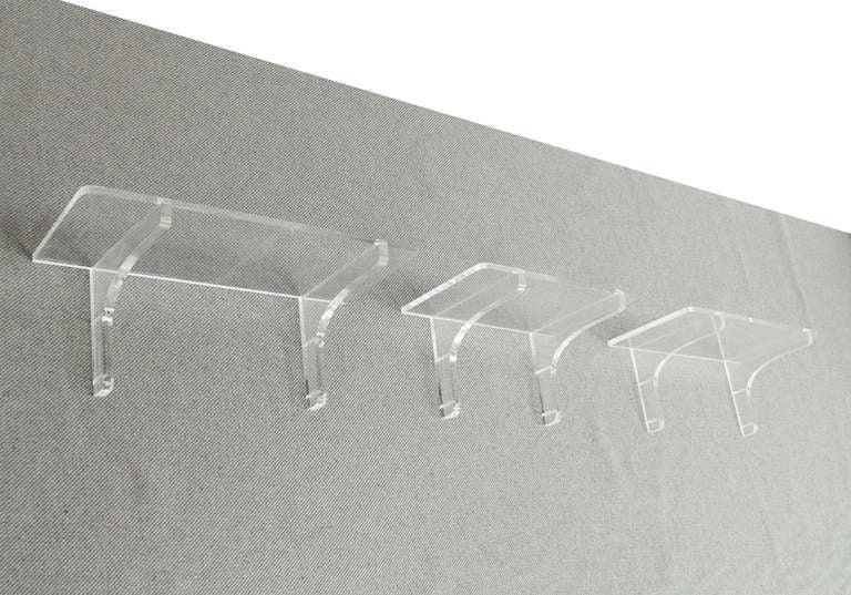 Set of Three Custom Mid-Century Modern Lucite Hanging Shelves at ...
