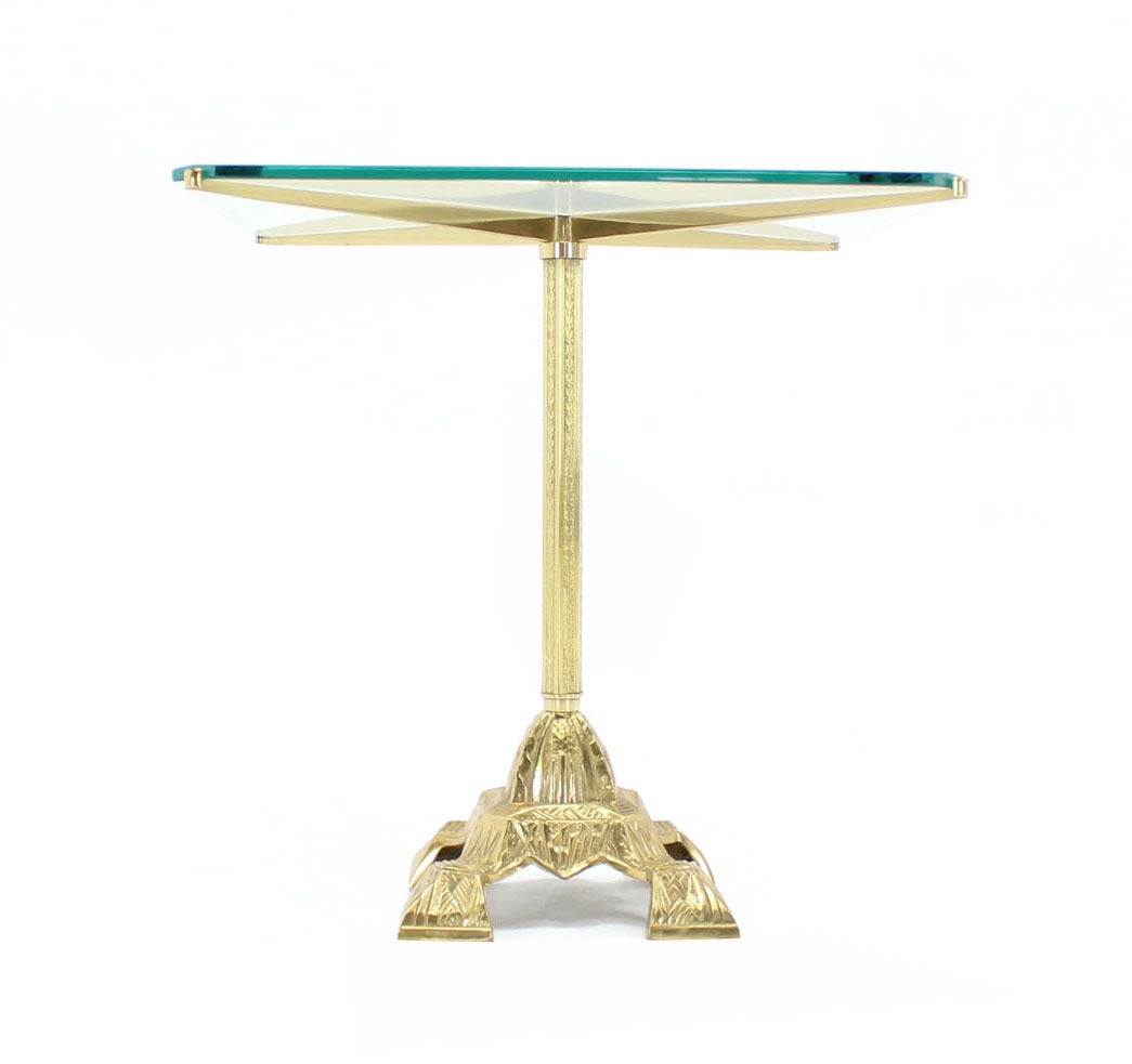 Cast Brass Base and Glass Top Side End Center Table Pedestal For Sale ...