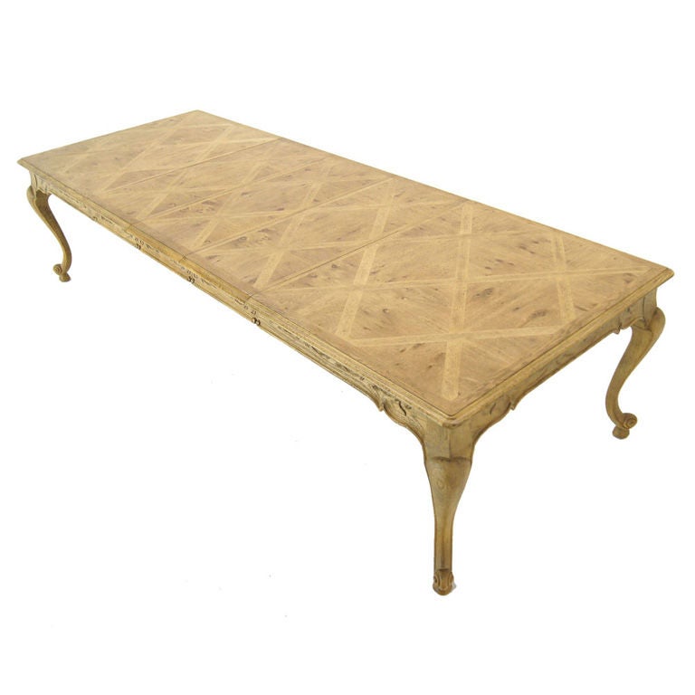 Parquet Top French Dining Banquet Table Widdicomb Bleached Oak at 1stDibs