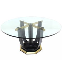 Round Glass-Top Center or Dining Table at 1stDibs