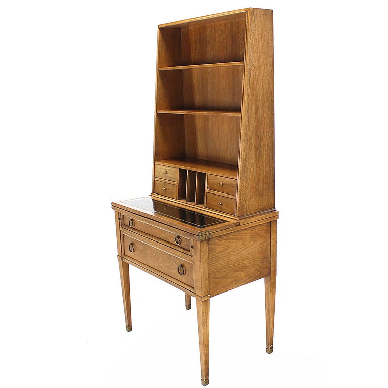 Baker Modern Petite Secretary Tall Bookcase on Slim Legs at 1stDibs