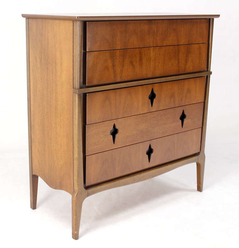 Mid-Century Modern Danish Walnut High Chest Dresser at 1stDibs