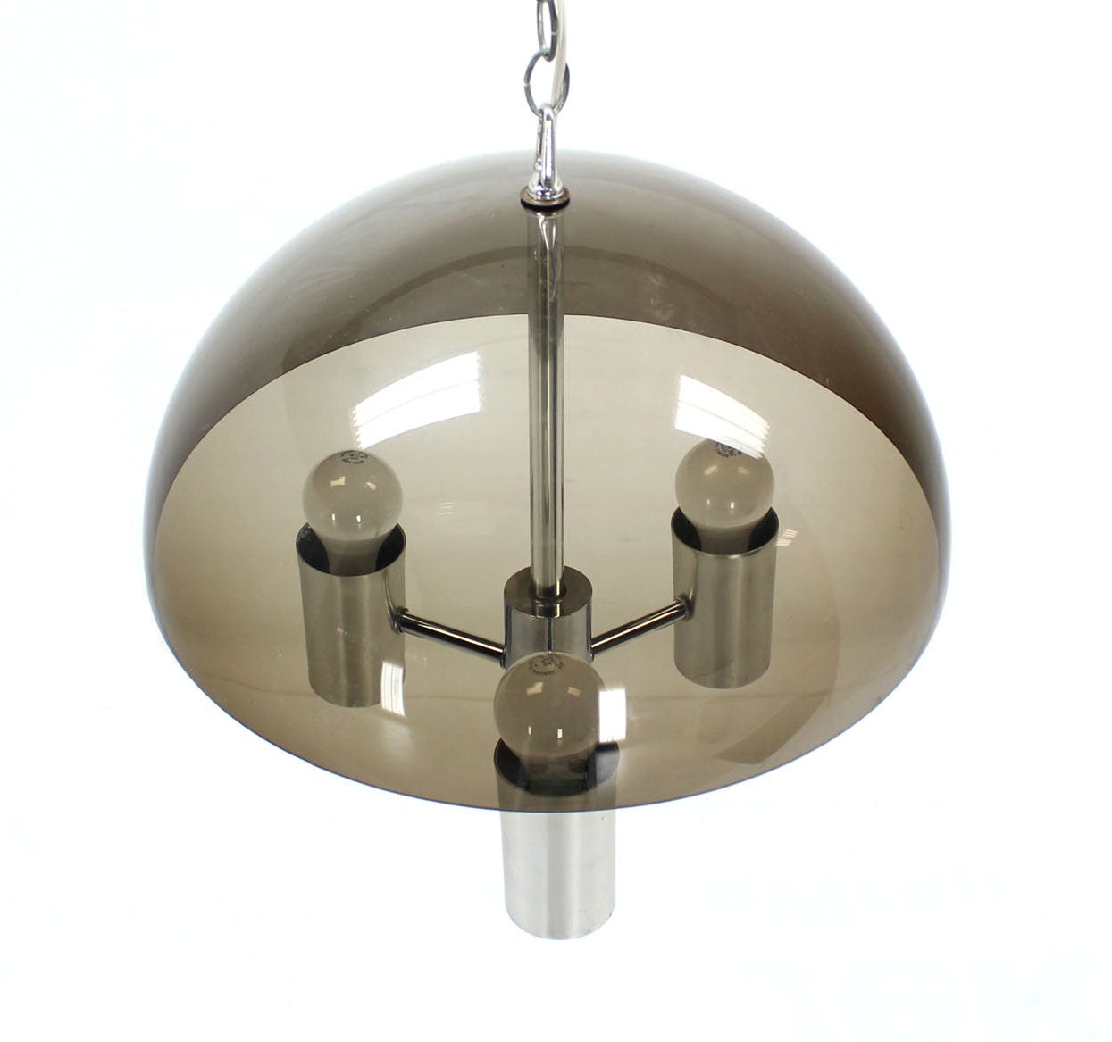 Smoked Dome Chrome Mid-Century Modern Light Fixture For Sale at 1stDibs