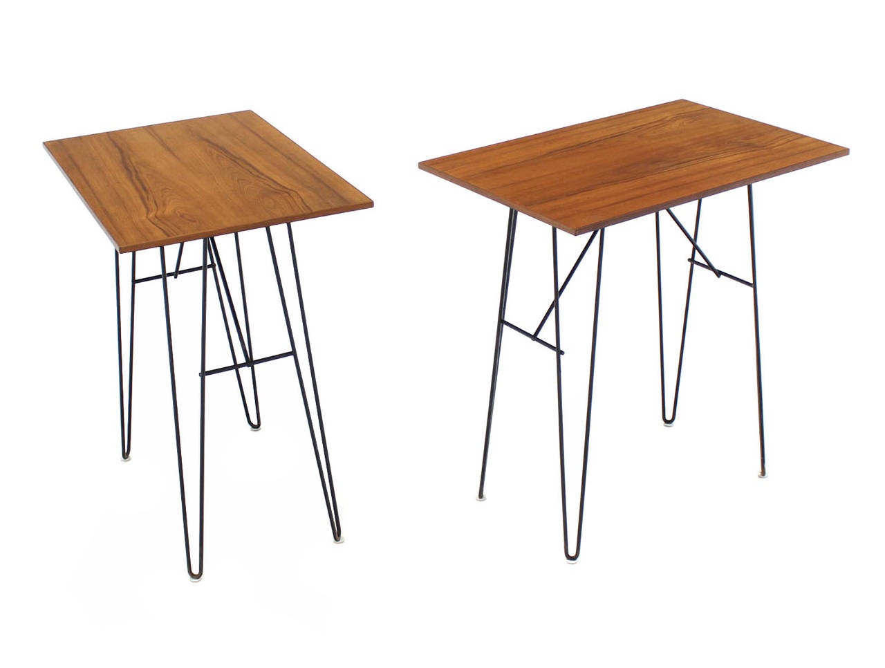 Pair of Tall End or Console Tables on Wire Legs For Sale at 1stDibs