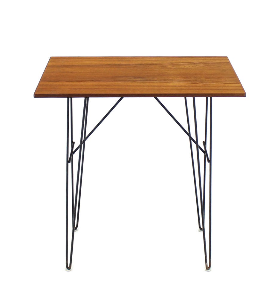 Pair of Tall End or Console Tables on Wire Legs For Sale at 1stDibs