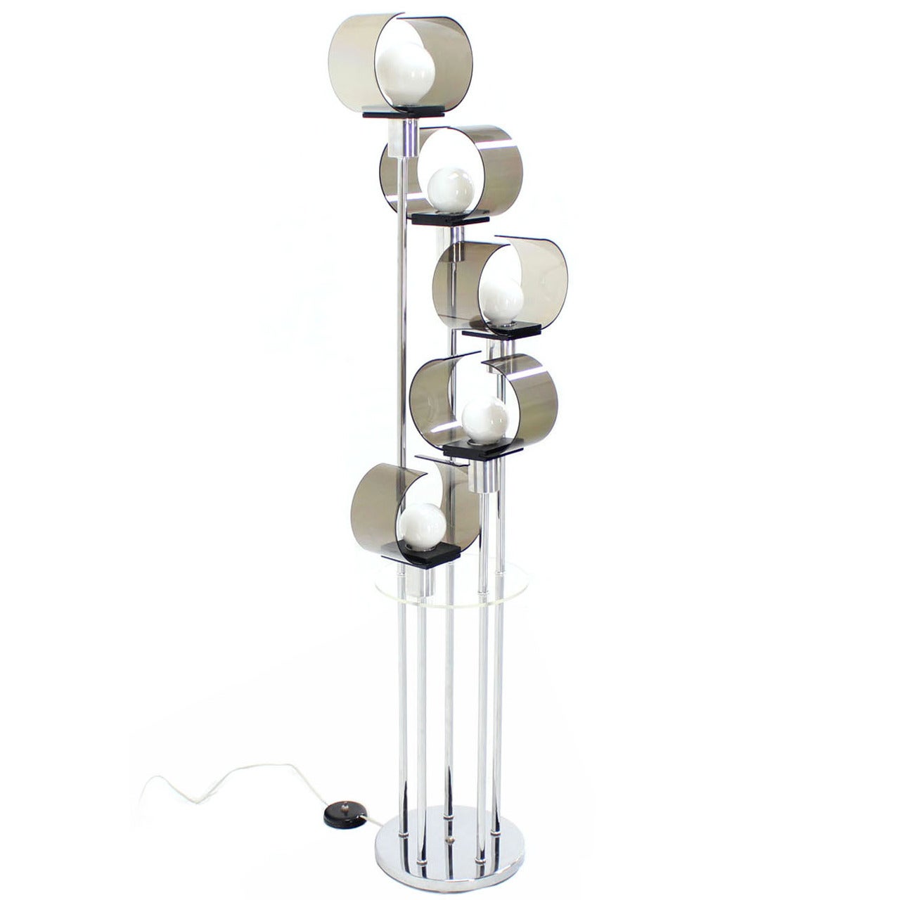 Chrome and Smoked Lucite Five-Light Floor Lamp at 1stDibs