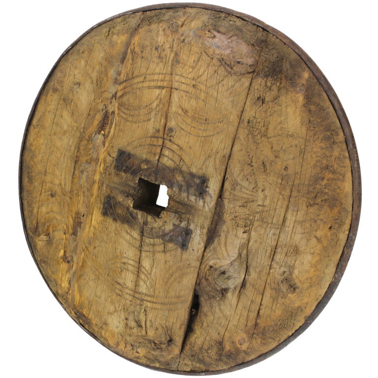 Ancient Wood Forged Iron Wagon Wheel at 1stdibs