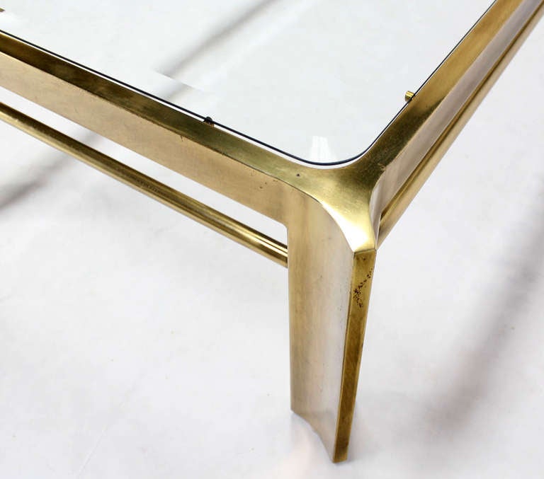 Mid-Century Modern Large Rectangle Brass and Glass Coffee Table ...