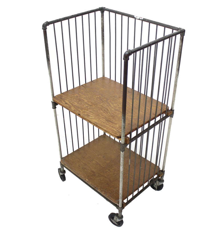 Heavy Industrial Mid-Century Modern Cart Rack with Storage Shelves For ...