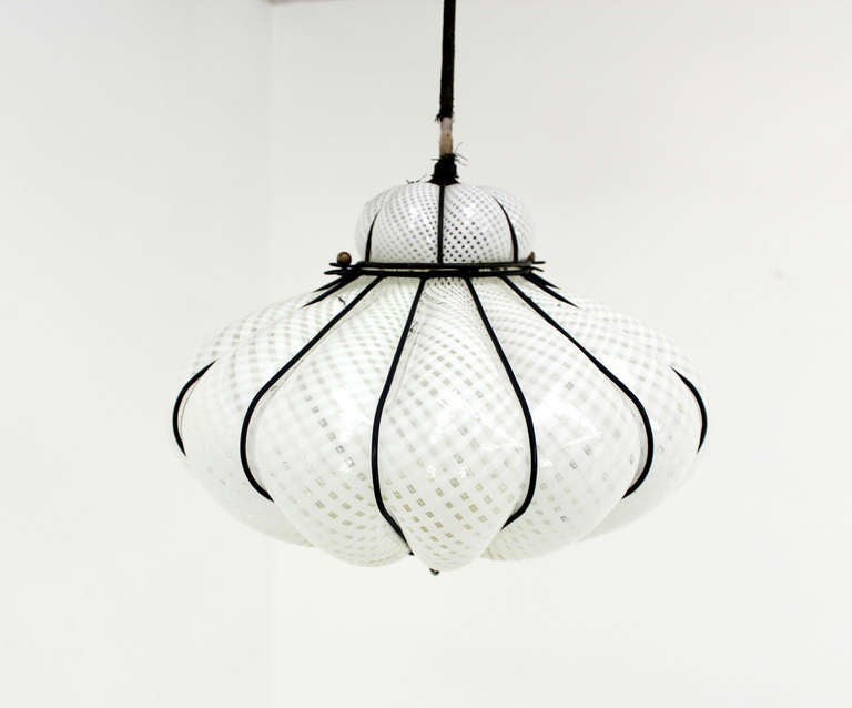 Wire-Wrapped Blown-Glass Light Fixture at 1stDibs