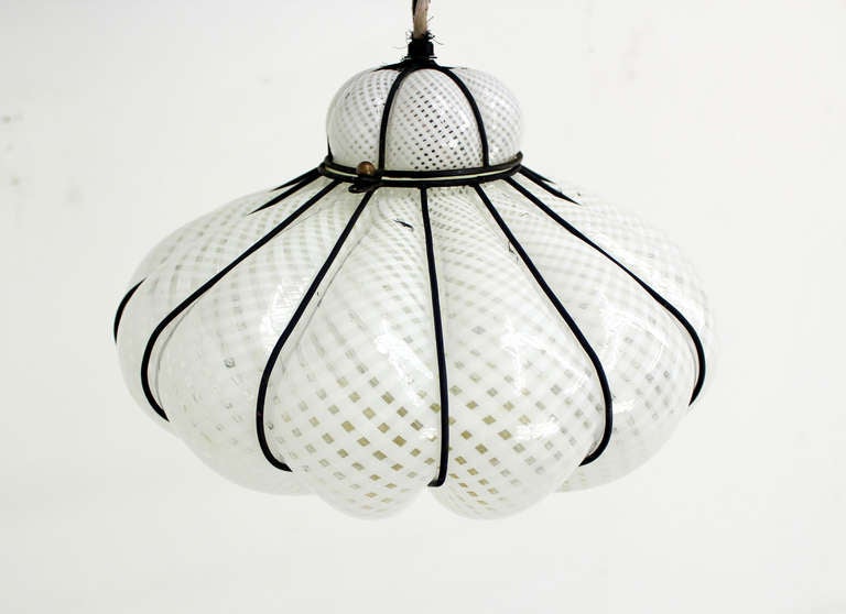 Wire-Wrapped Blown-Glass Light Fixture at 1stDibs