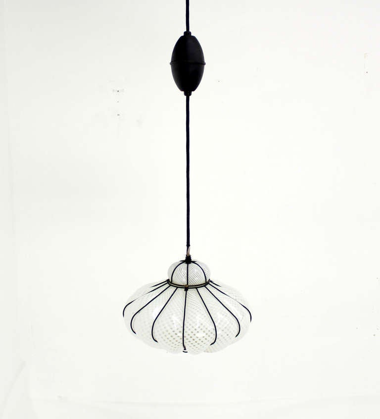 Wire-Wrapped Blown-Glass Light Fixture at 1stDibs