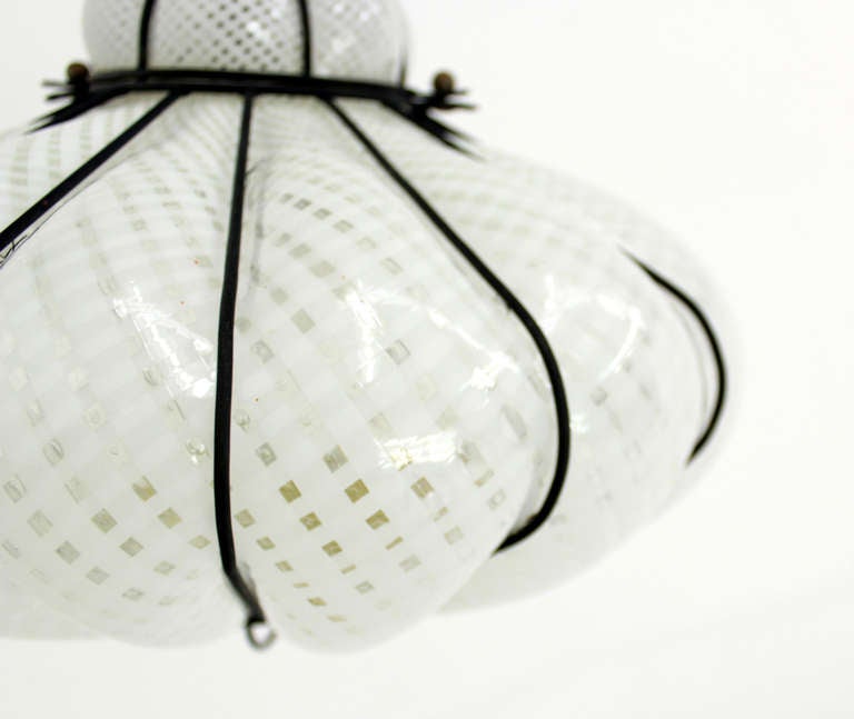 Wire-Wrapped Blown-Glass Light Fixture at 1stDibs