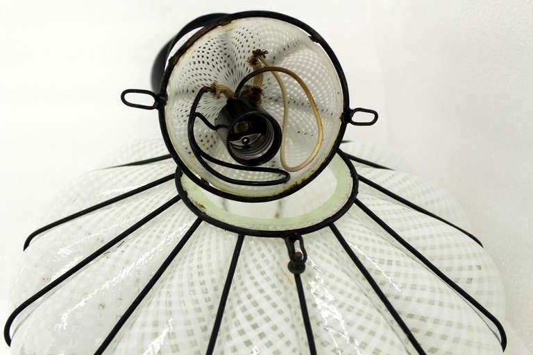 Wire-Wrapped Blown-Glass Light Fixture at 1stDibs