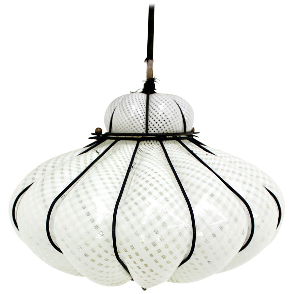 Wire-Wrapped Blown-Glass Light Fixture at 1stDibs