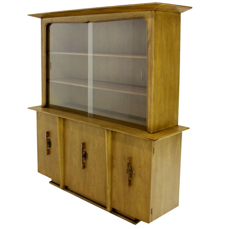 Mid Century Modern Oriental Mahogany China Cabinet at 1stDibs