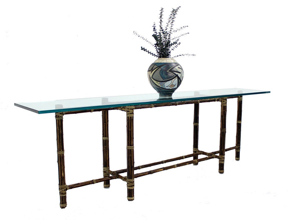 McGuire 8' Long Bamboo Glass Top Console Table at 1stDibs | mcguire glass