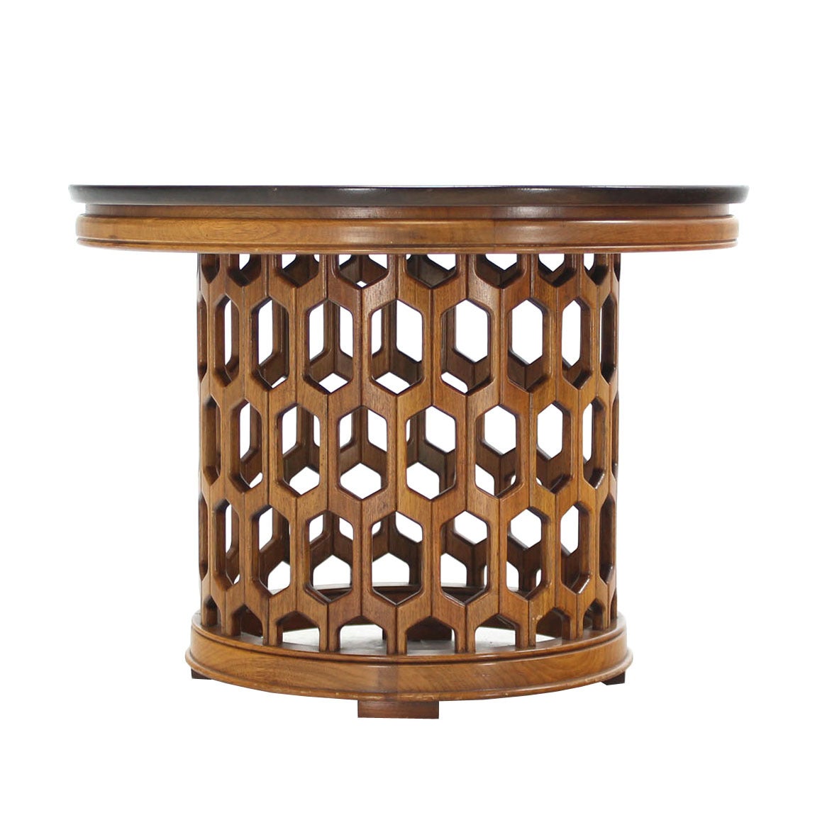 Pierce-Carved Honeycomb-Pattern-Base Side or Coffee Table at 1stDibs