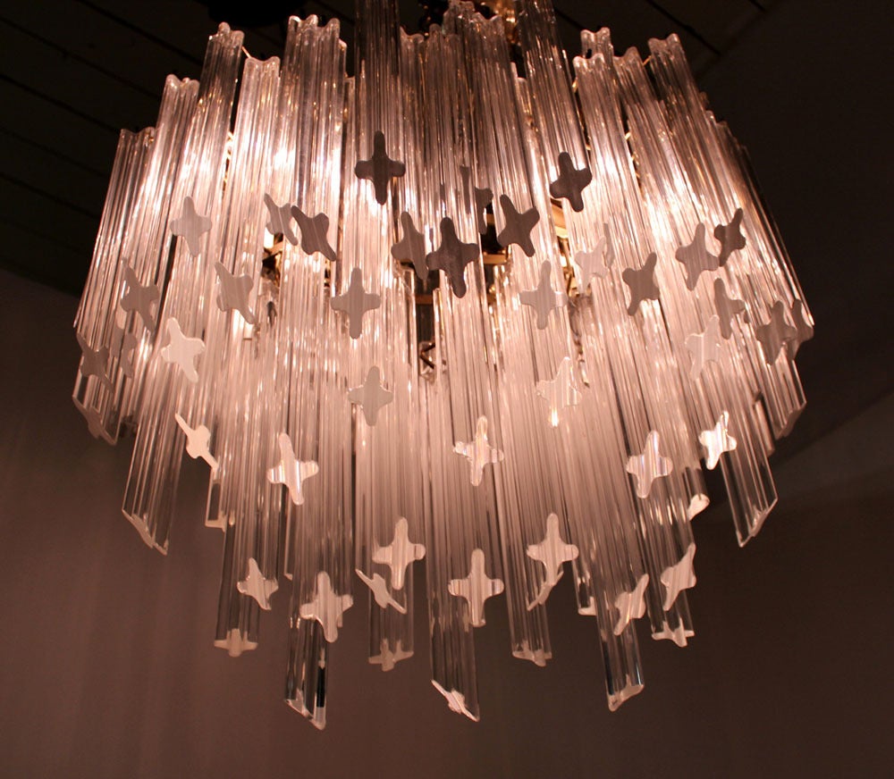 Camer Mid-Century Modern Murano Chandelier Glass Prisms Light Fixture ...