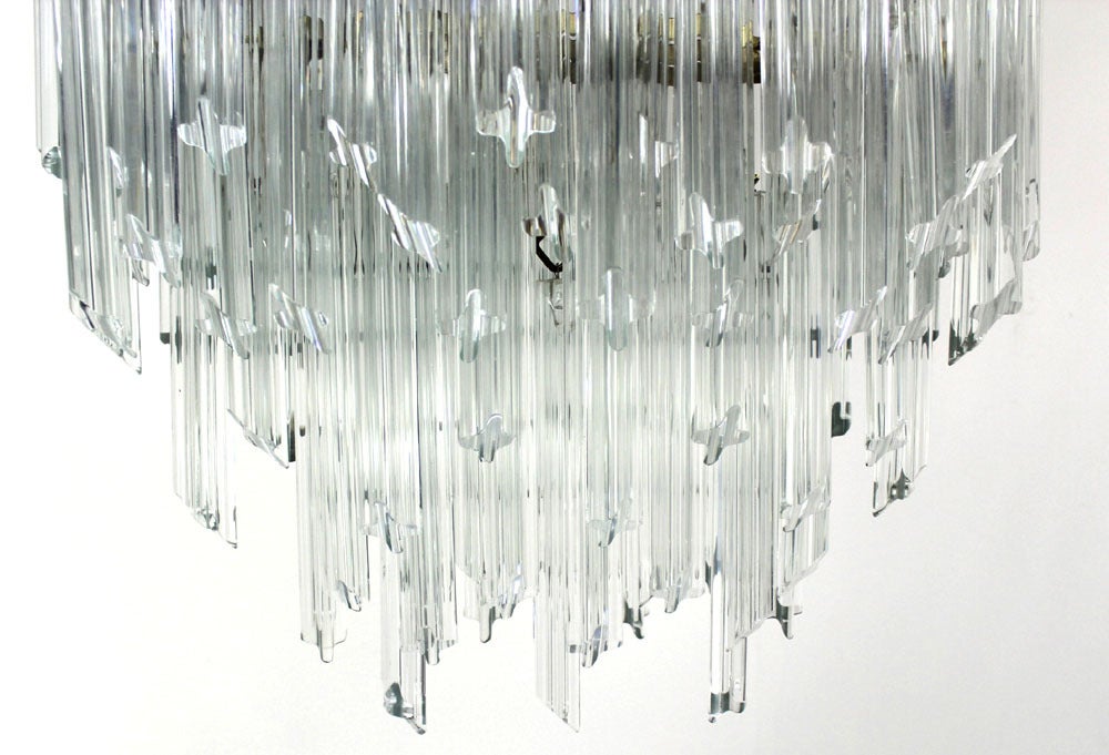 Camer Mid-Century Modern Murano Chandelier Glass Prisms Light Fixture ...