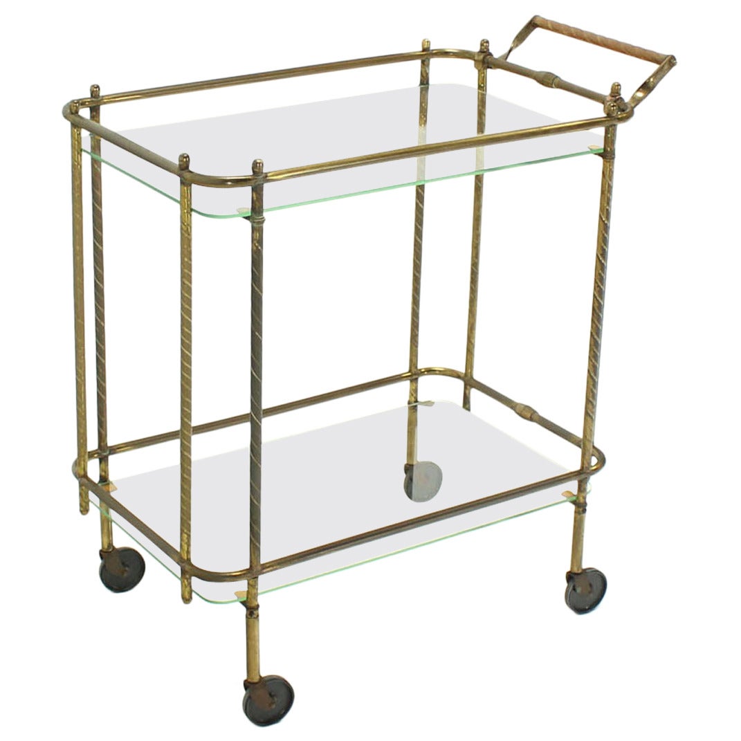 Brass Tube Frame and Glass Rectangular Tea Bar Cart For Sale at 1stDibs ...